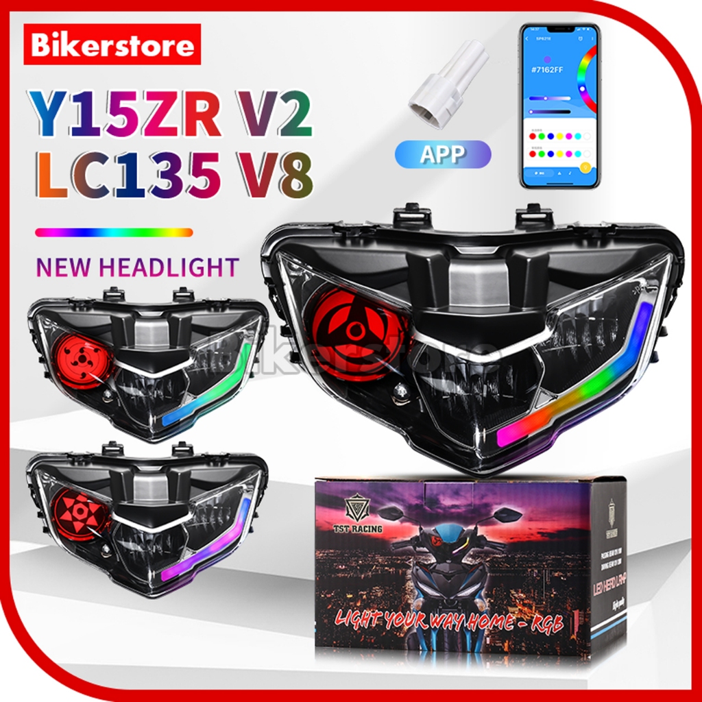 Y15ZR V2 LC135 V8 Lampu Depan LED Headlamp 135LC V8 FI Y15 Naruto Single Devil Eyes Head Light ...