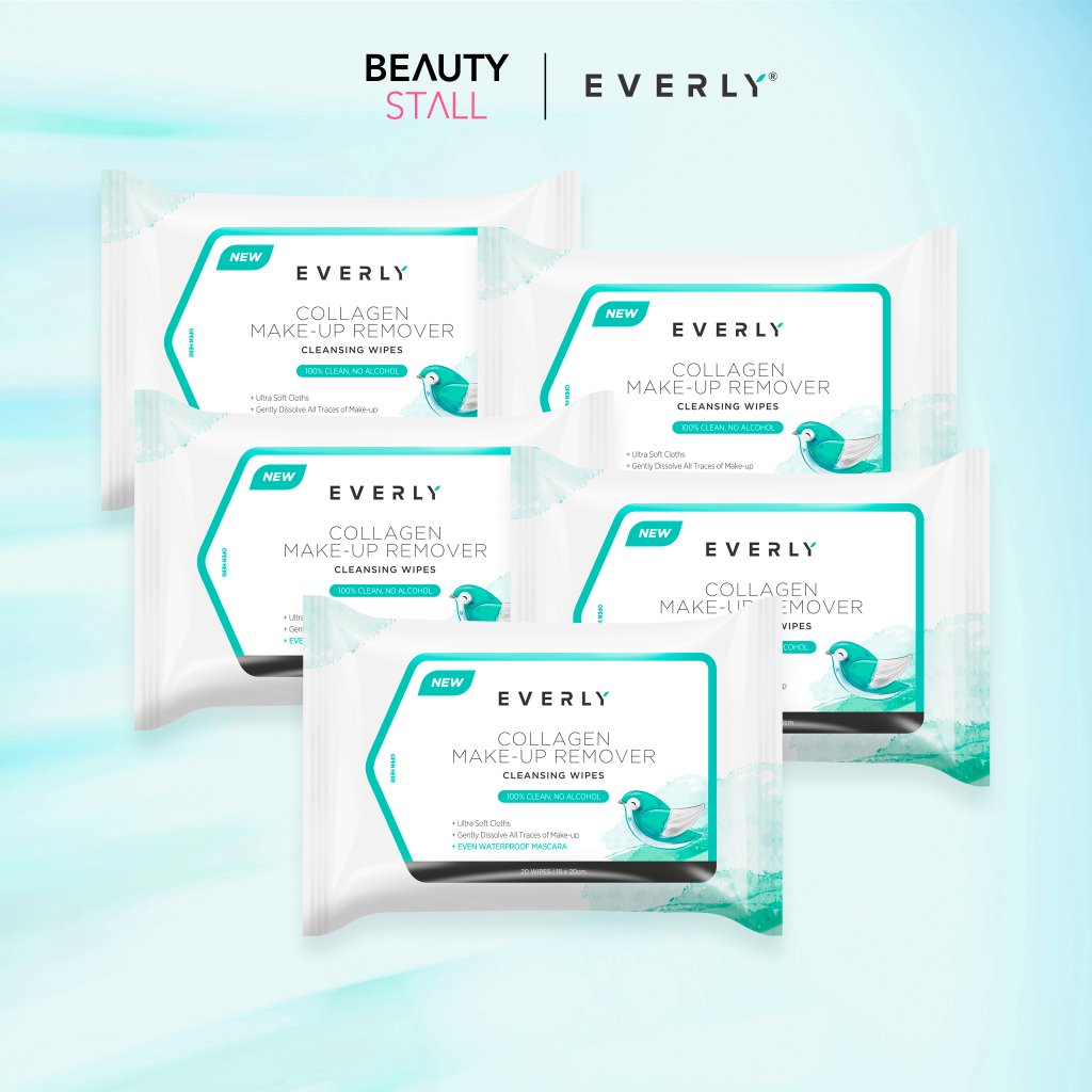 EVERLY Collagen Makeup Remover Cleansing Wipes Tissues 20 Pcs x 5 ...