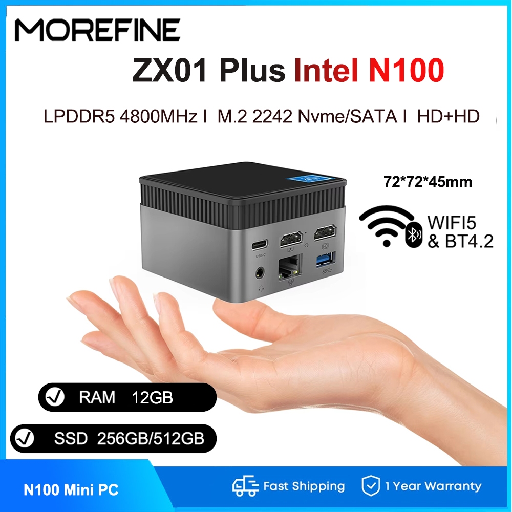 Ready Stock ZX01 Plus Windows 11 N100 Mini PC DDR5 12GB 512GB Lan Port WIFI5 BT4.2 Desktop ...