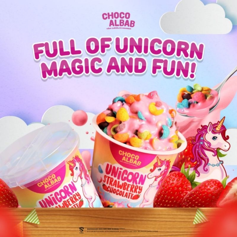 Unicorn strawberi chocolate by Chocoalbab 3 tub(1 set) | Shopee Malaysia