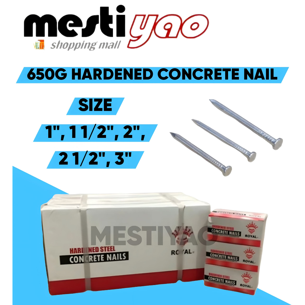 1",1 1/2", 2", 2 1/2", 3" x 650g Concrete Nail/Paku Simen/Paku Dinding ...