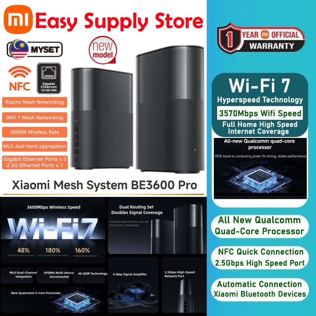 MYSET Xiaomi Mesh System BE3600 Pro EU (1-PACK) | Wi-Fi 7 | 3600Mbps ...