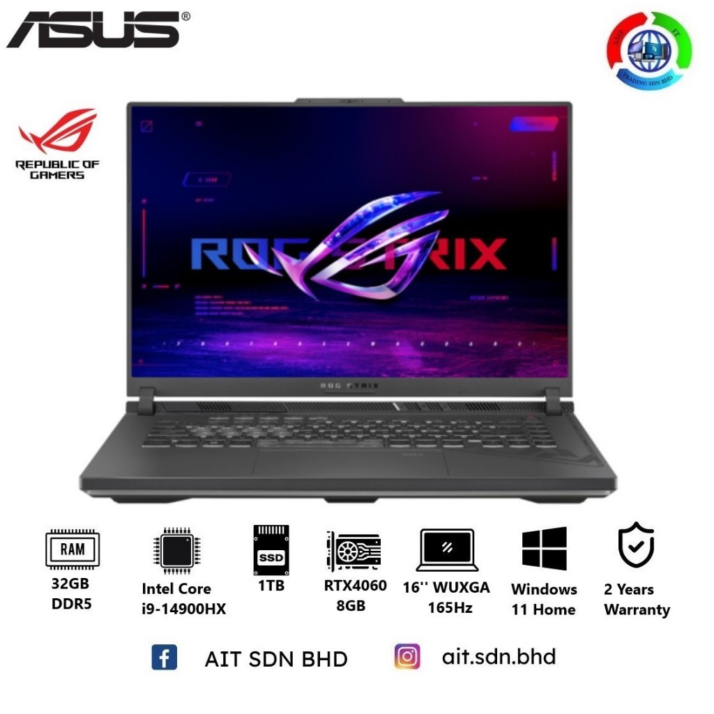 Asus ROG Strix G16 G614J-VRN3122W 16''WUXGA 165Hz Gaming Laptop ( i9 ...