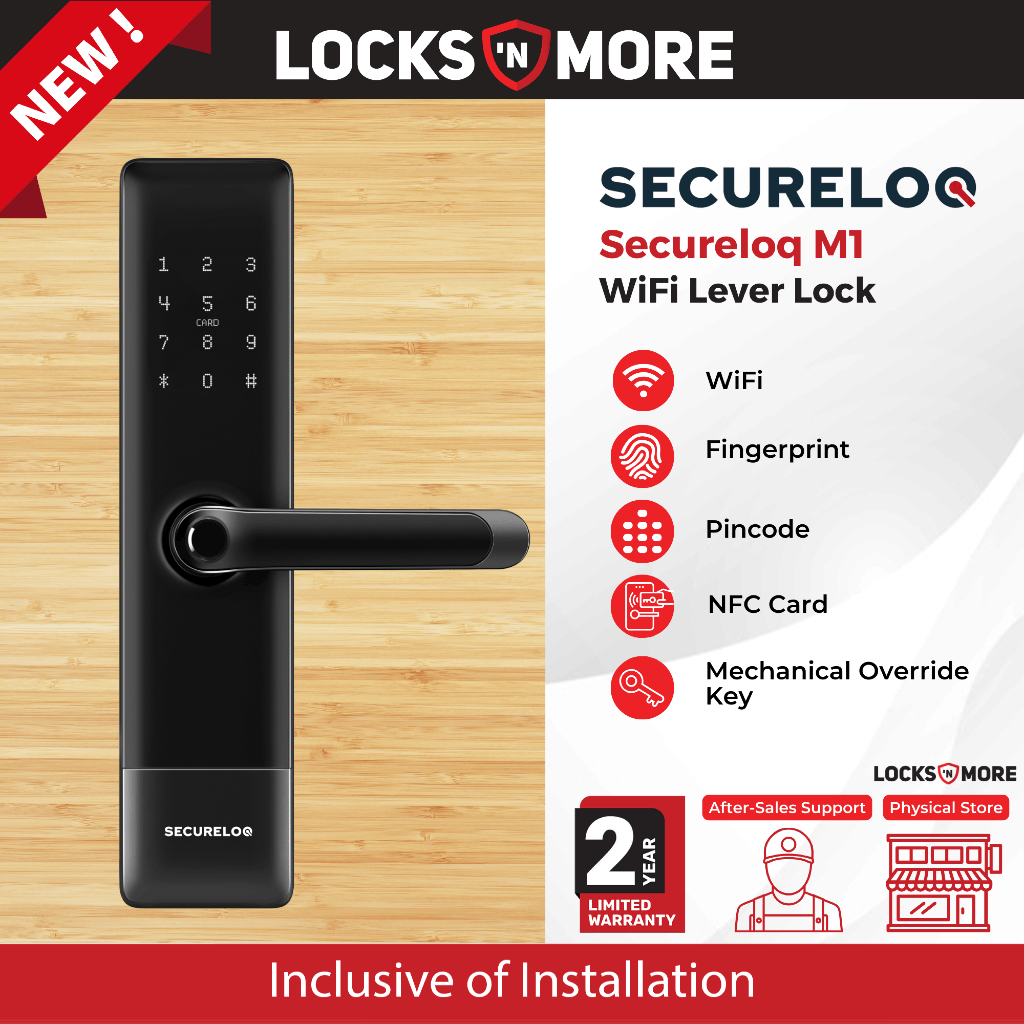 Secureloq M1 WiFi Lever Lock | Fingerprint | PIN Code | NFC | App ...