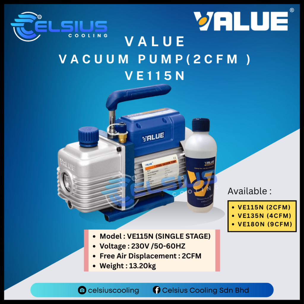 VALUE Air Cond Single Stage Vacuum Pump VE115N (2 CFM) | Shopee Malaysia