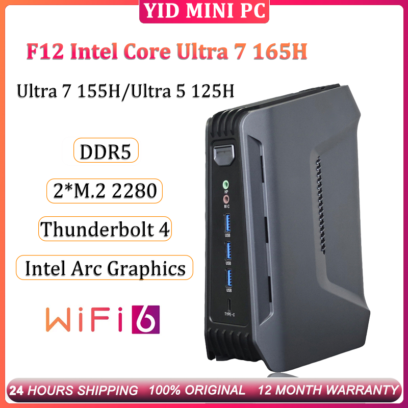 F12 MINI PC Intel Core Ultra 7 165H/155H Ultra 5 125H Dual DDR5 2*M.2 ...