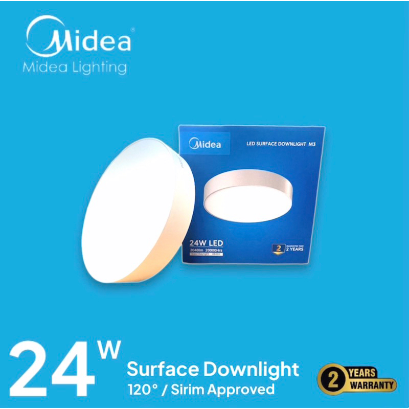 Midea Lighting Surface Downlight Round White M3 (24W) MDL-DLM80R24W-03 ...