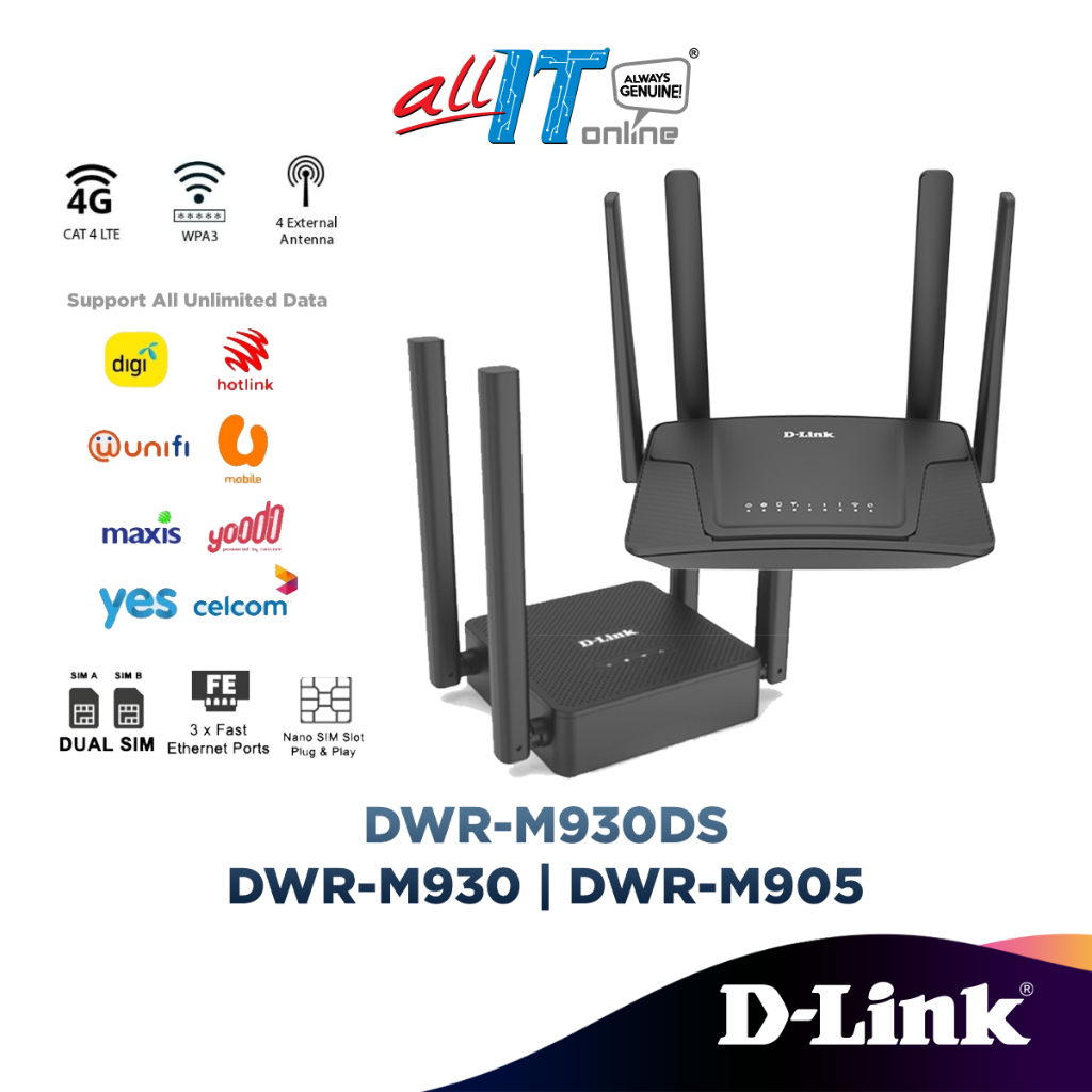 D-Link DWR-M905 / DWR-M930 / DWR-M930DS N300 Wireless 4G LTE Router | Shopee Malaysia