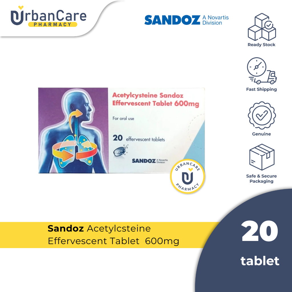 Sandoz Acetylcsteine Effervescent Tablet 600mg 20's | Shopee Malaysia
