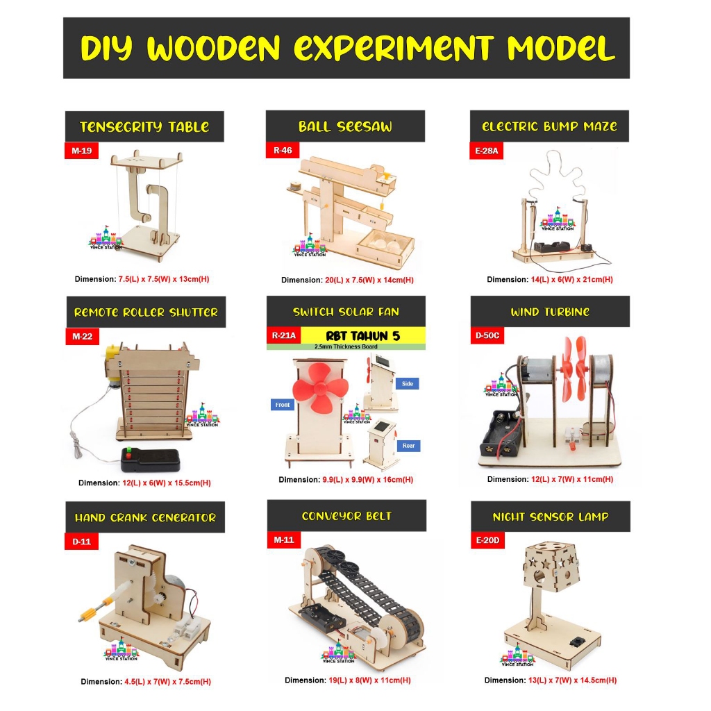 DIY Kit Projek RBT Tahun 5 Model Eksperimen kayu Sekolah rendah Kanak ...