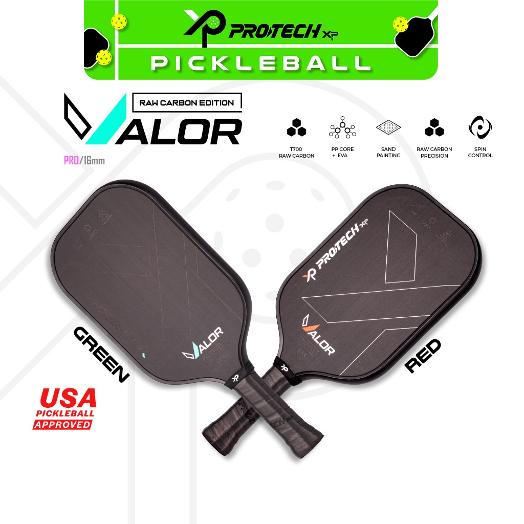 Protech XP PIckleball Paddle-VALOR RAW CARBON EDITION (RCE)(T700 Raw ...