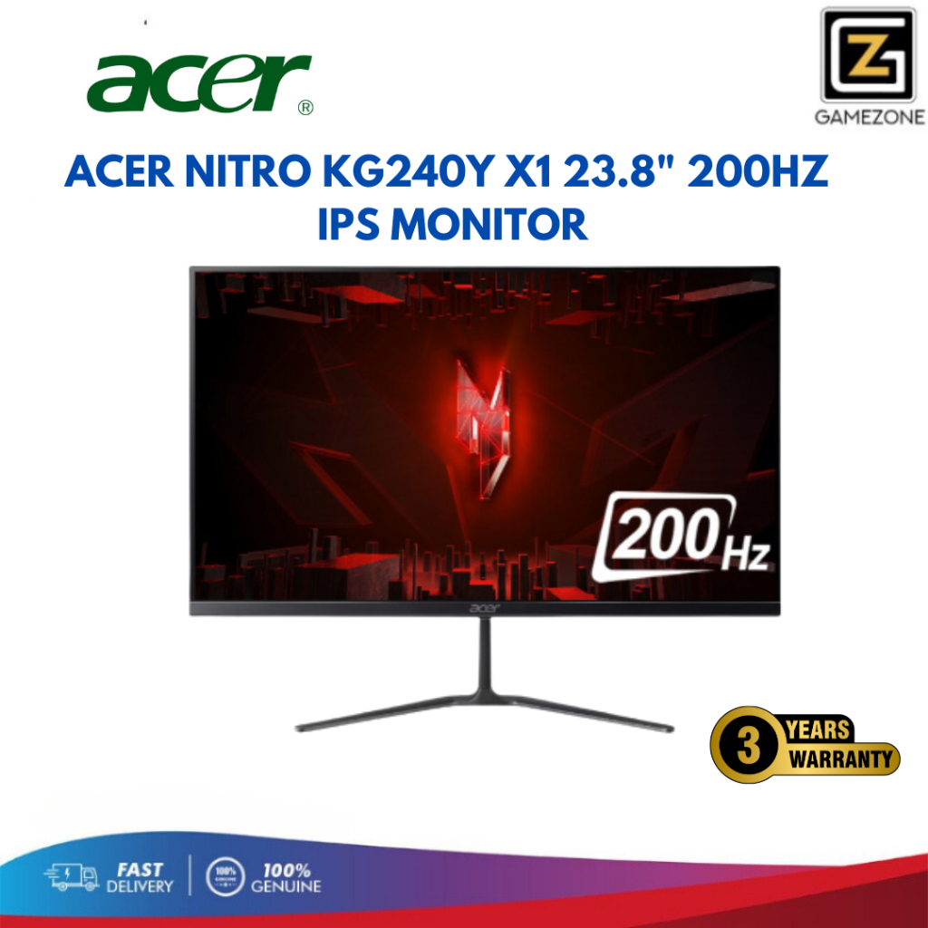 ACER NITRO KG240Y X1 GAMING MONITOR ( 23.8" IPS FHD / 200HZ / 1MS / AMD ...