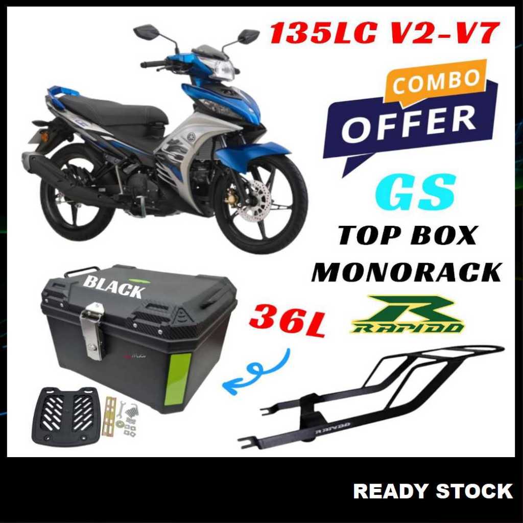 (YAMAHA 135LC V2-V7) GS 36L BLACK BOX+RAPIDO MONORACK VRACK Motorcycle ...