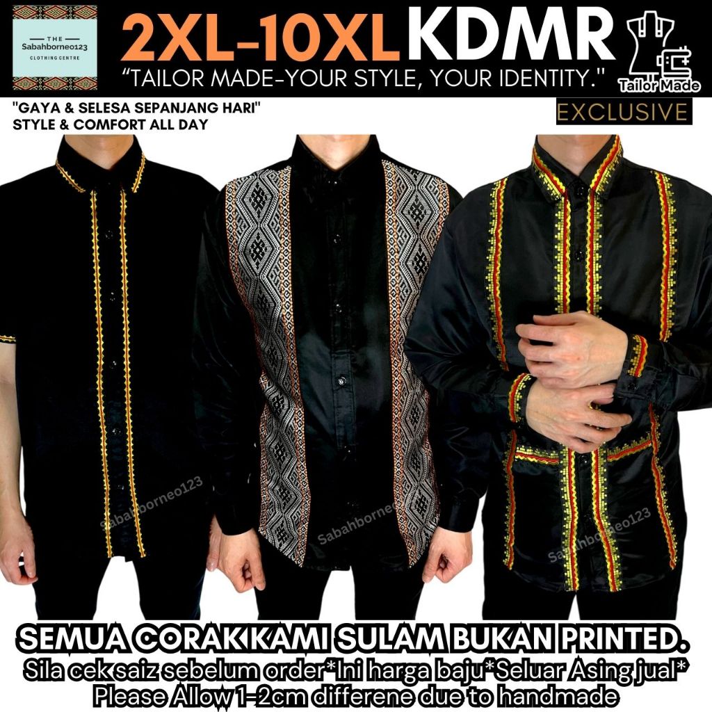 (2XL~10XL) Baju Kadazan Dusun lengan panjang ethnic sabahan Baju ...