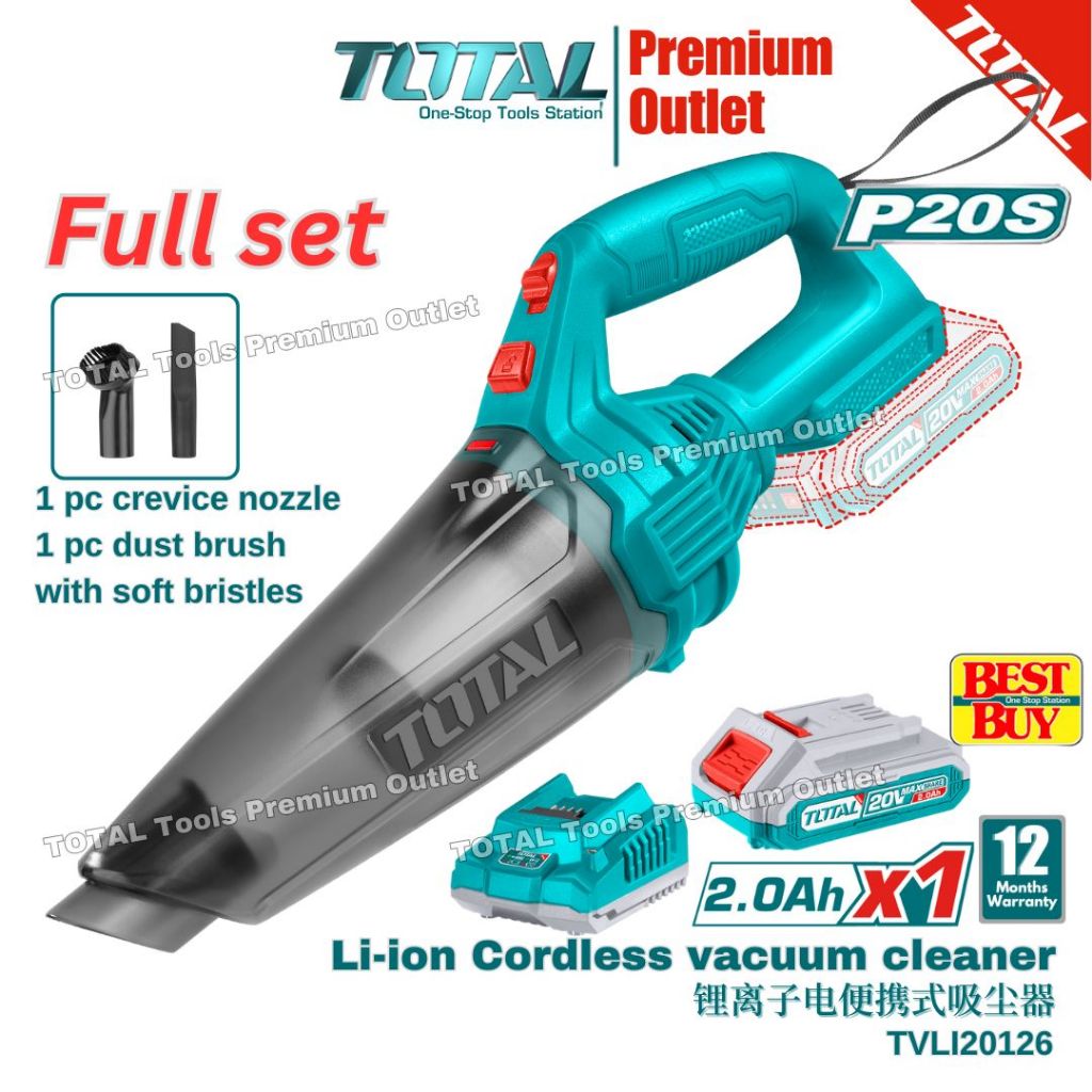 TOTAL Tools 20V series Li-Ion Cordless Portable Vacuum cleaner ...