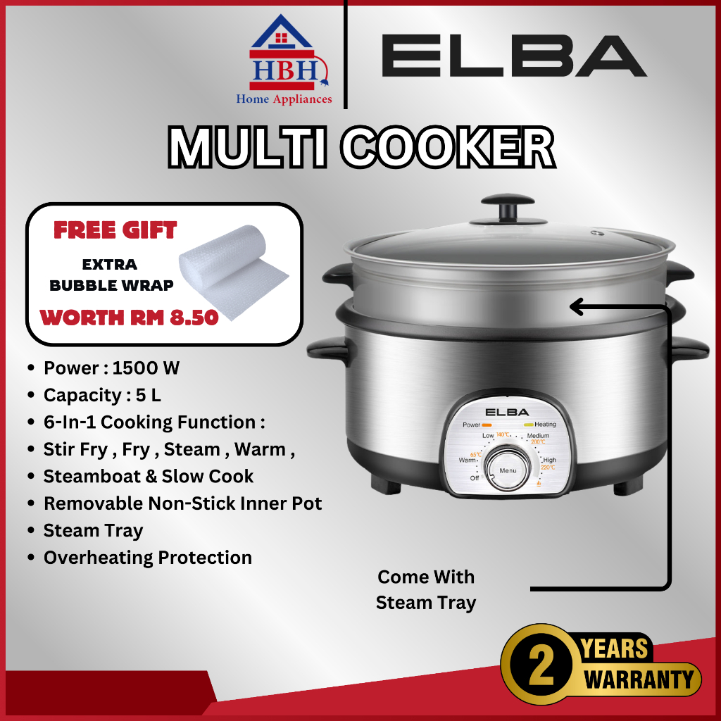 (HOT MODEL) Elba Multi Cooker | EMC-N9015(BL) | EMC-K5010(SS) | EMC ...