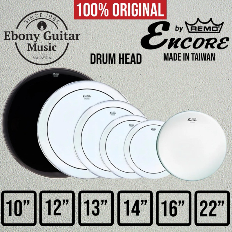 [TAIWAN] Encore by REMO Drum Head SNARE, TOM, BASS Drum Skin 10” 12” 13 ...