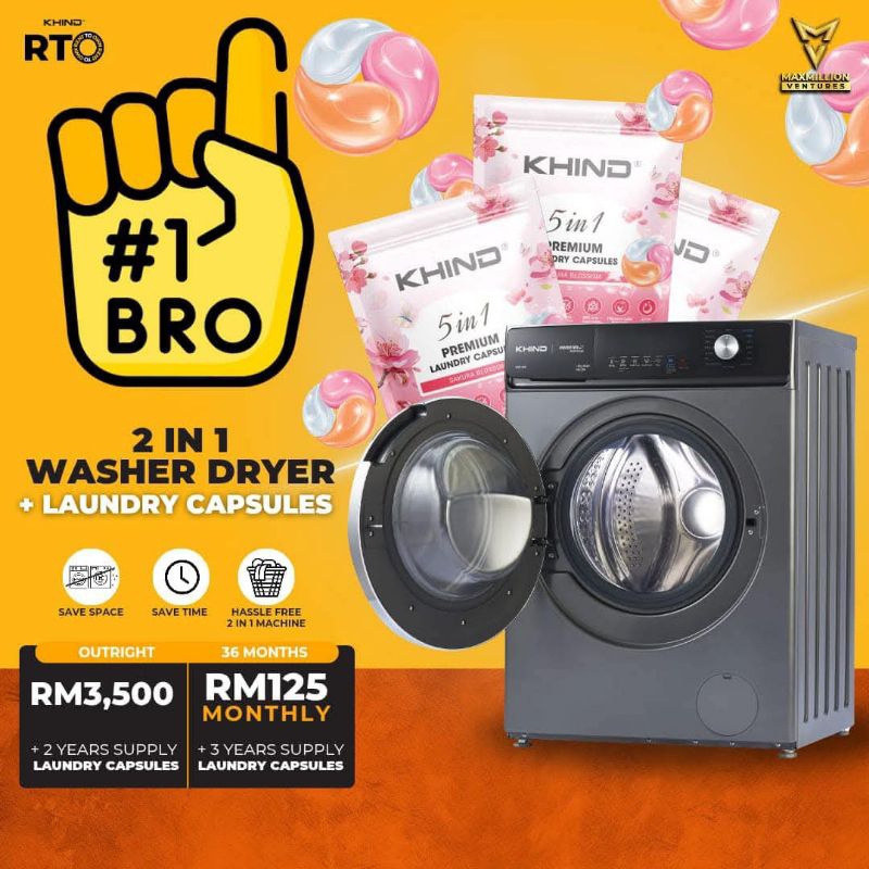 KHIND WASHER DRYER 2in1 WD1438 | Shopee Malaysia