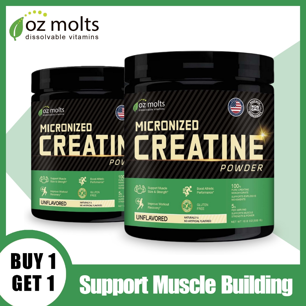 Ozmolts Creatine Monohydrate Powder for Muscle Recovery Builder Muscle Supplements 300g Creatine ...