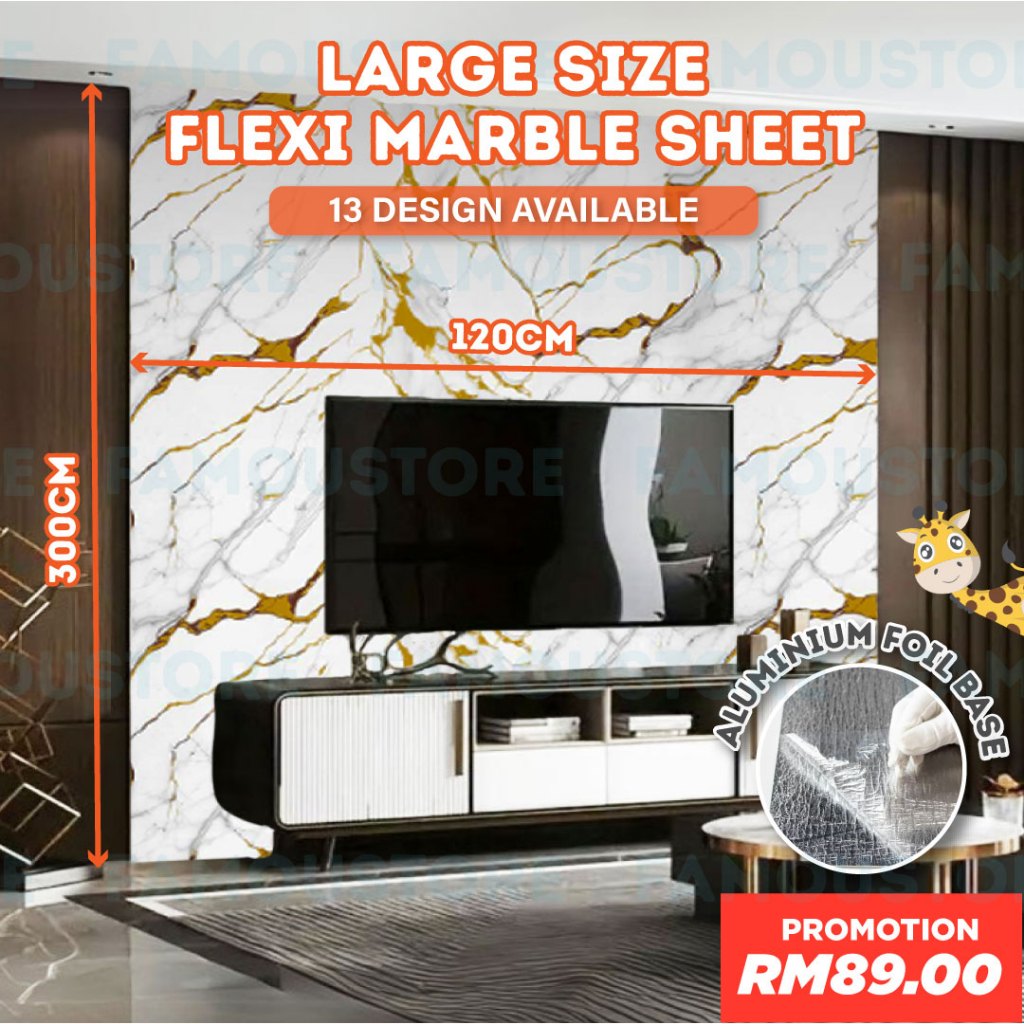 120x300CM Kertas Dinding Marmar Premium Stiker Dinding TV & Ruang Tamu ...