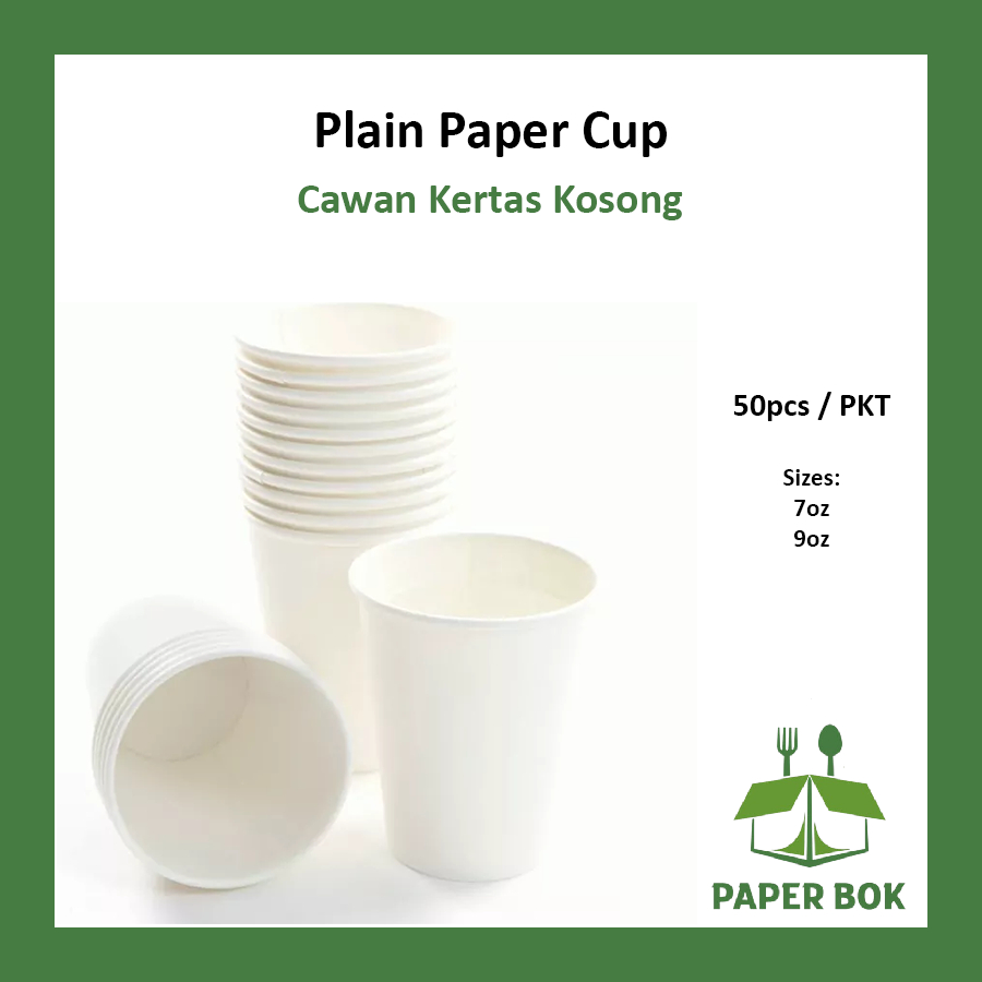 Cawan Kertas (50pcs/Pkt)Disposable Plain Paper Cup / Paper Cup / Cawan ...