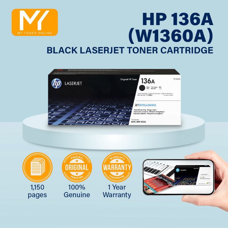HP 136A / W1360A Original Black LaserJet Toner Cartridge For Printer ...
