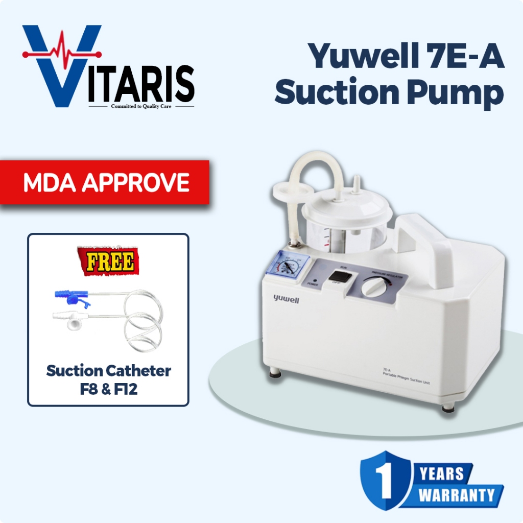 Yuwell Portable Phlegm Suction Pump (Machine 7E-A) + Suction Catheter ...