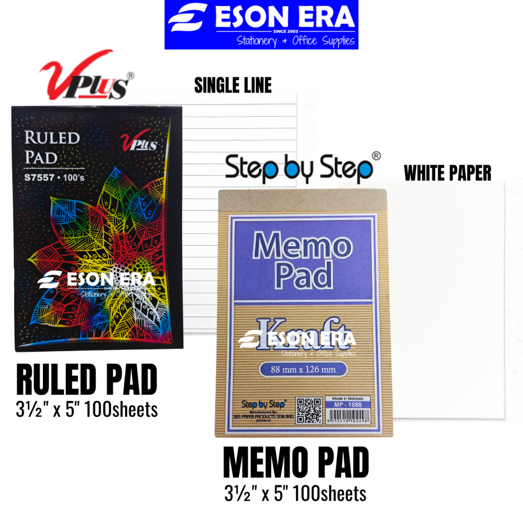 Uni ACE / Vplus / Step by Step Memo Pad Ruled Pad 100sheets S7557 / UA ...