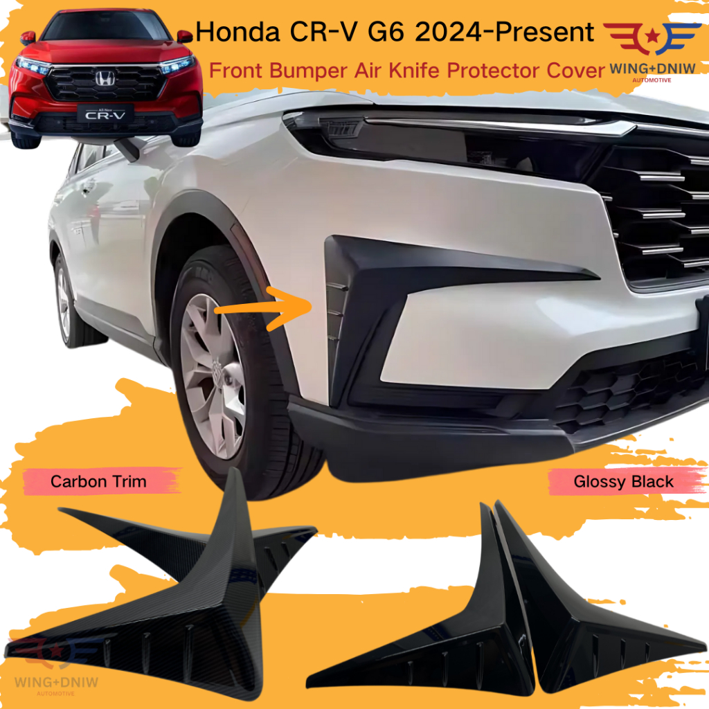 Honda CR-V CRV G6 2024+ Glossy Black Front Bumper Air Knife Protector ...
