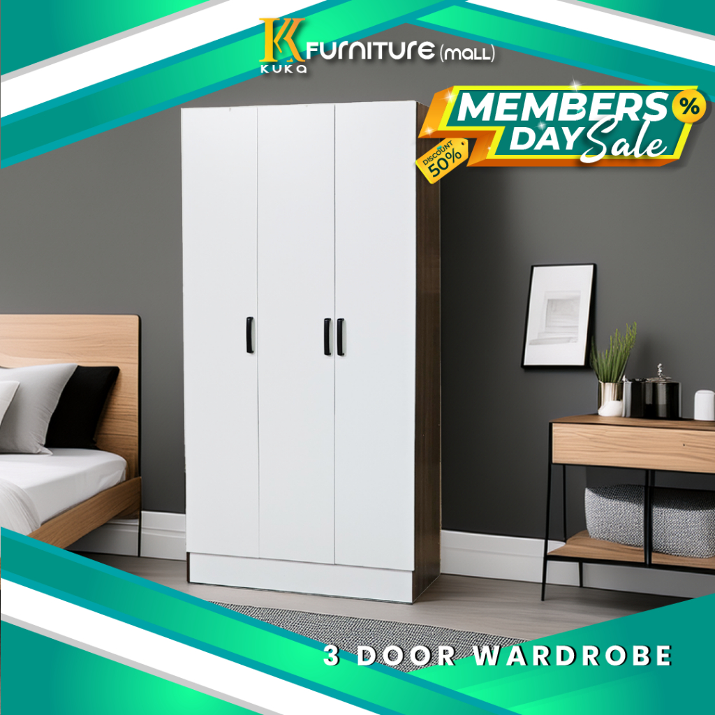 Modern 3 Door Wardrobe Almari Baju Murah Kabinet Baju Cupboard Almari ...