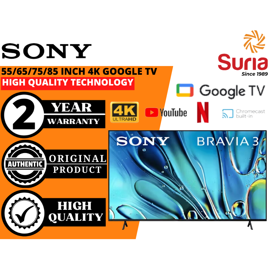 (Free Delivery Kedah,Penang & Perlis)Sony 55/65/75/85 Inch Bravia 3 4K UHD Google TV K-55S30 K ...