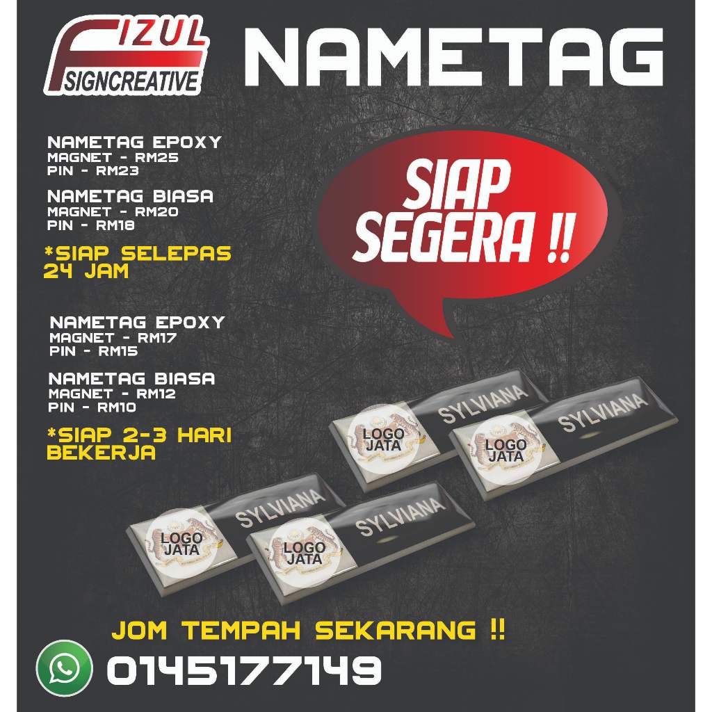 NAMETAG EPOXY DAN STANDARD JENIS MAGNET DAN PIN Untuk Tag Nama Sekolah ...