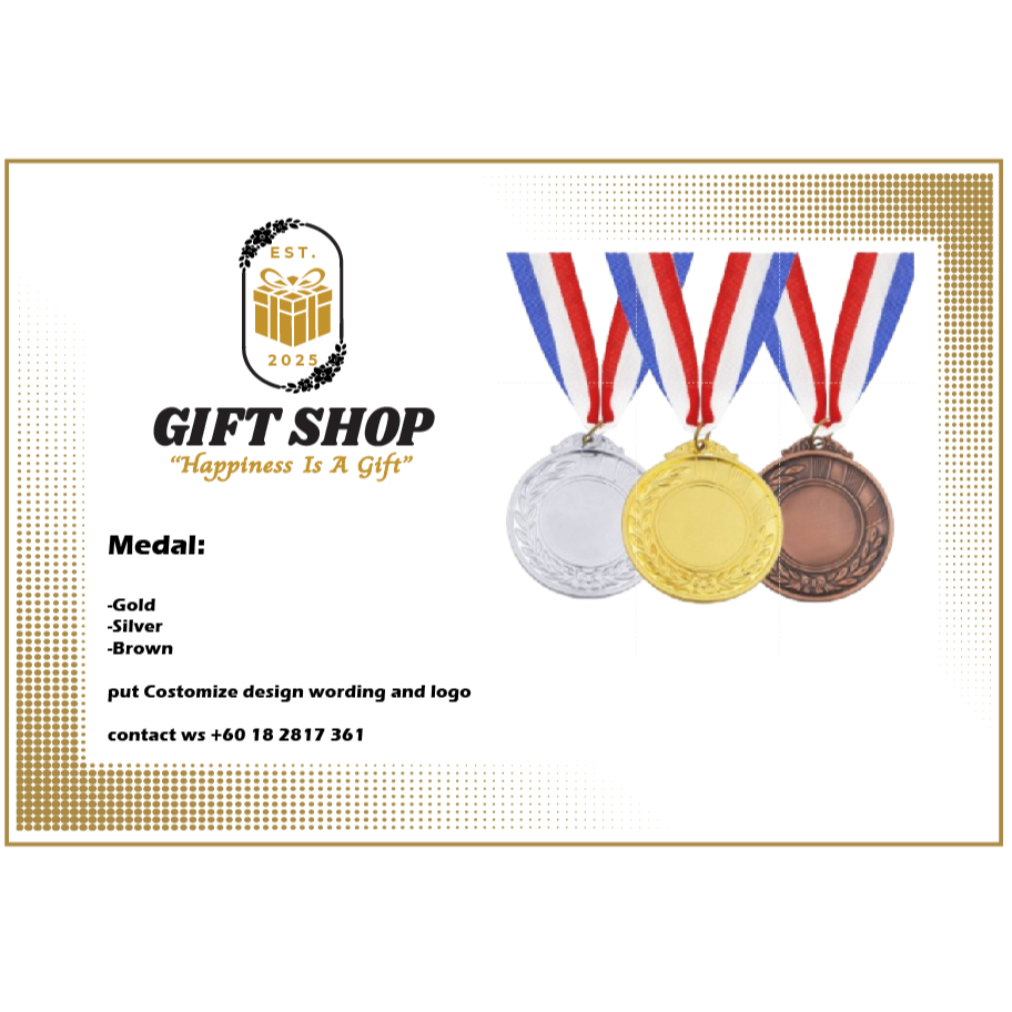 METAL Medal Both Side Sticker Medal Besi With Ribbon Alloy Gold,Silver ...