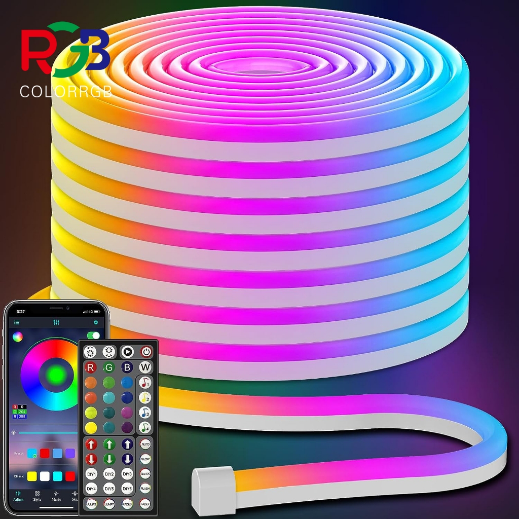 RGB Neon Light Strip with APP and Remote Waterproof Music Sync Mode for ...