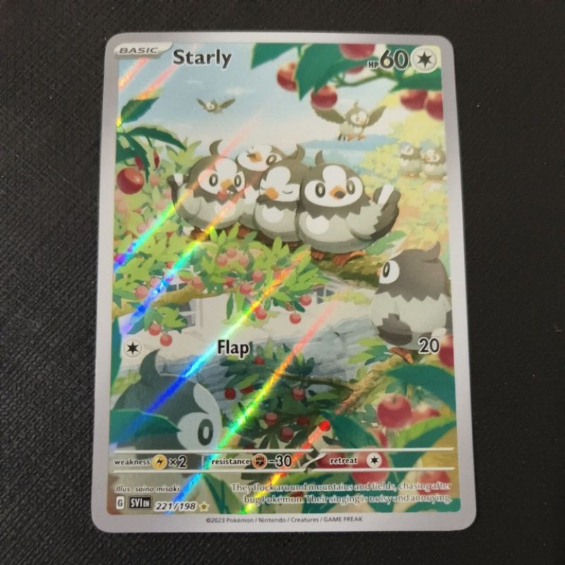 Pokemon Card TCG : Scarlet & Violet : Starly 221/198 Illustration Rare ...