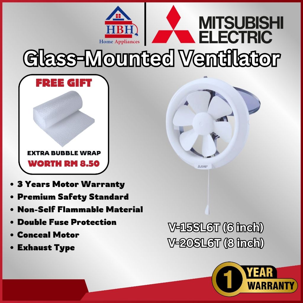 Mitsubishi V-15SL6T V-20SL7T 6'' 8'' Glass-Mounted Ventilator Exhaust ...