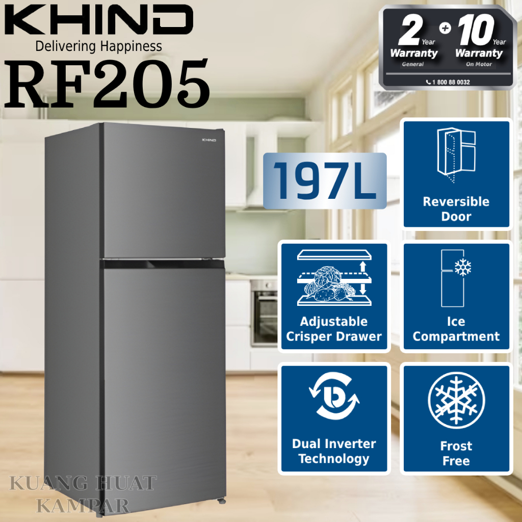 KHIND 197L 2 DOOR INVERTER REFRIGERATOR / FRIDGE RF205 / RF-205 ...