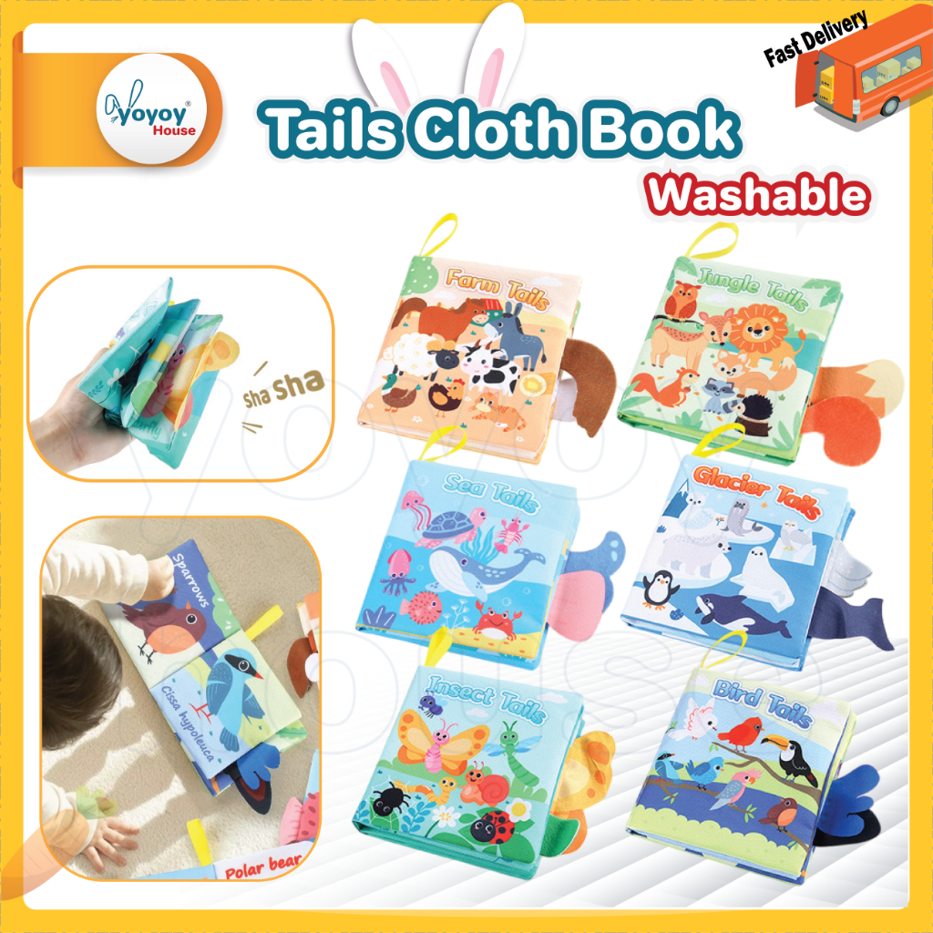 YOYOY Baby cloth book soft crinkle books sensory toy early learning ...