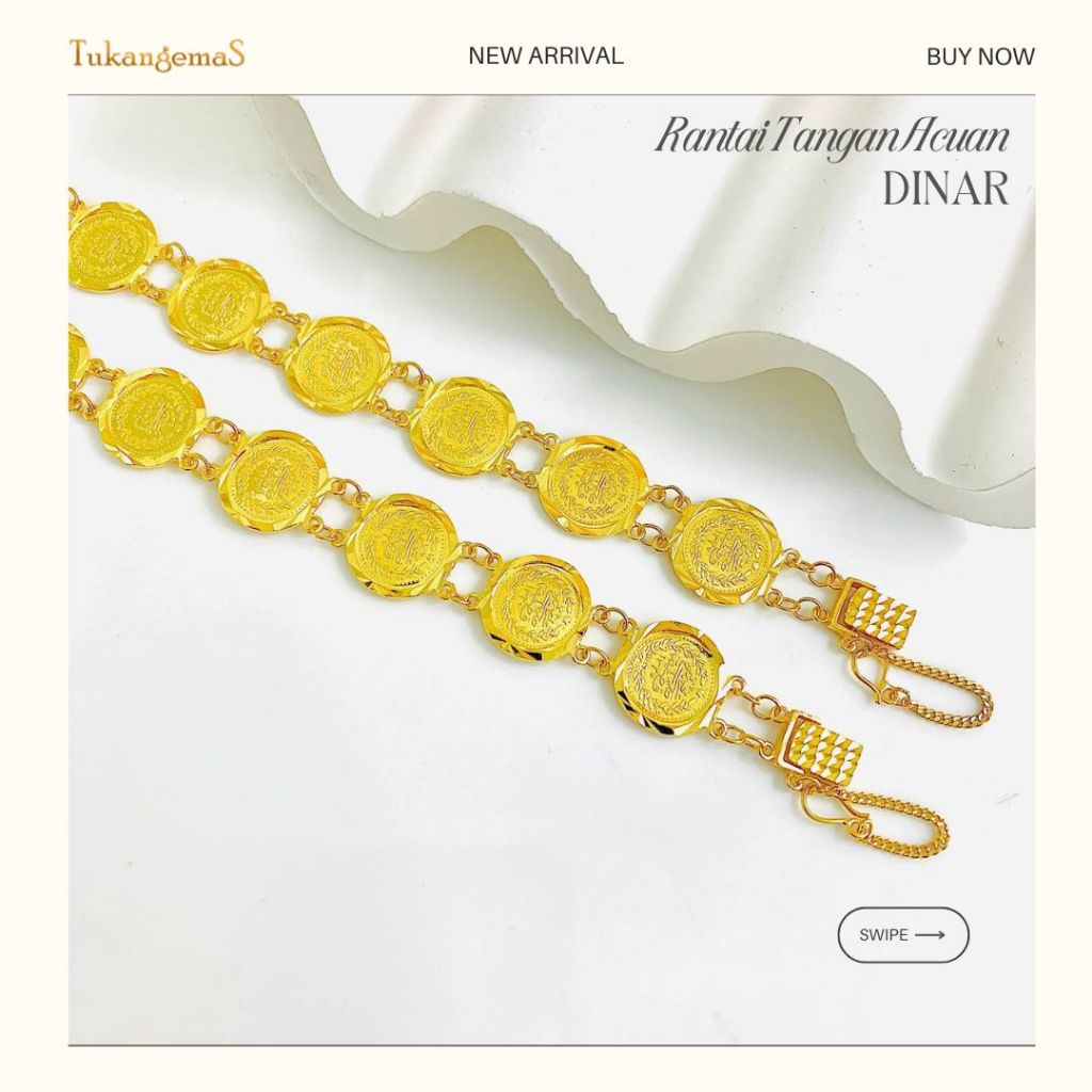 TukangemaS Rantai tangan fesyen emas 916 Acuan Dinar NEW 22k Original ...