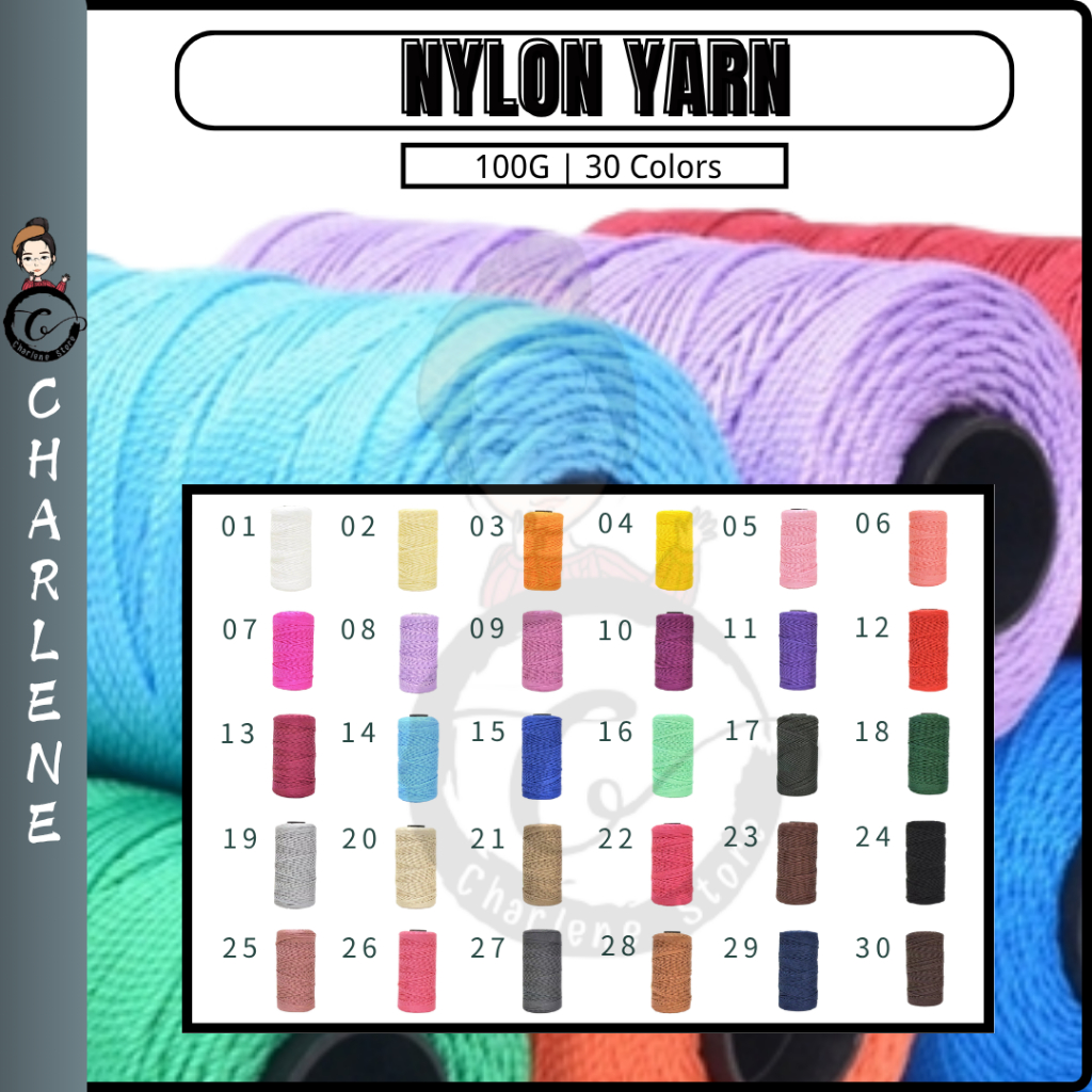 Ready Stock 1-30 100G Nylon Yarn Benang Nylon Benang Kait Beg / Nylon ...