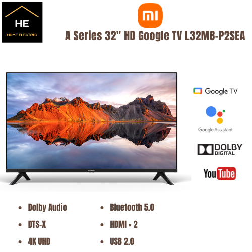 XIAOMI A Series 32 Inch HD Smart Google TV Televisyen L32M8-P2SEA ...