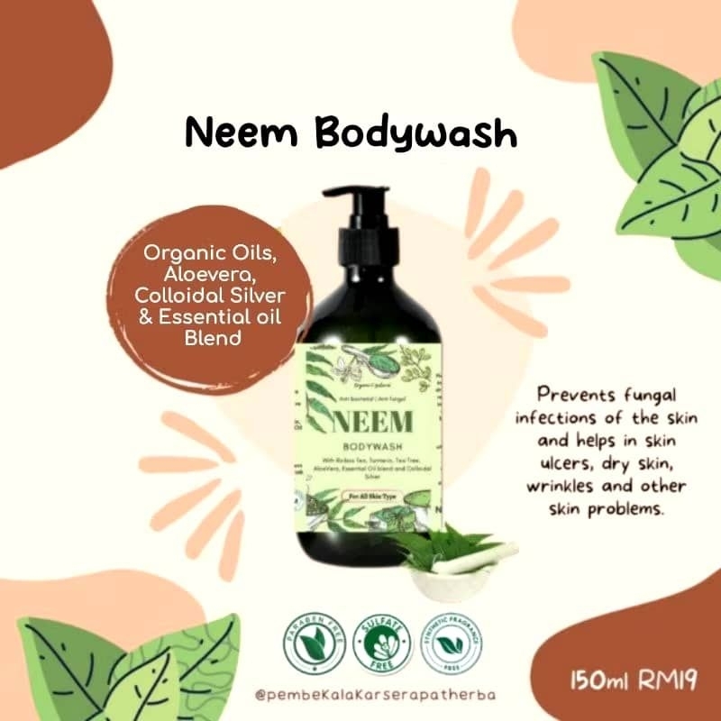 NEEM BODYWASH ORGANIC NATURAL OIL (CURE HFMD),SABUN DAUN SEMAMBU ...