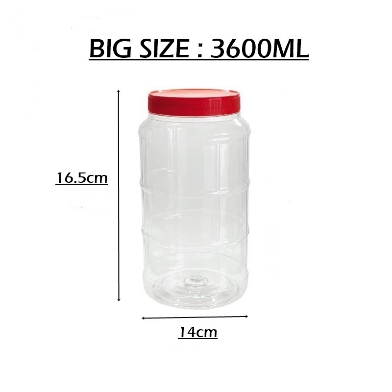 3600ML New year Cookie Jar / Balang Kosong Merah / Balang Kuih Plastik ...