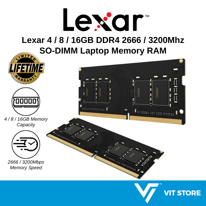 LEXAR 4GB / 8GB / 16GB DDR4 2666MHz / 3200MHz SO-DIMM RAM (Komputer ...