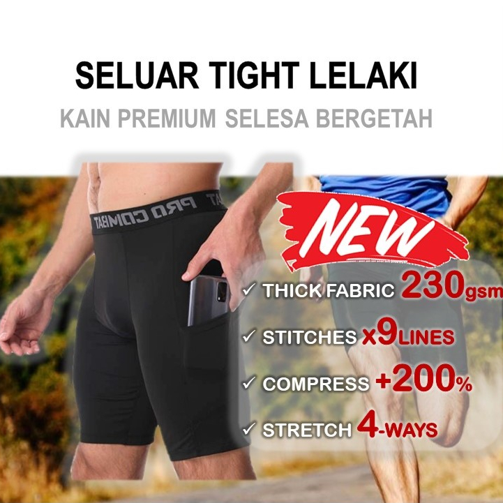 ROOFLESS Seluar Tight Lelaki Pendek Seluar Fit Lelaki Tight Pant Man ...