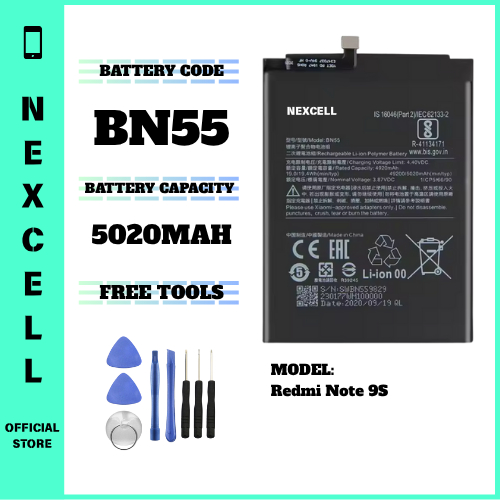 NEXCELL Bateri Serasi untuk Xiaomi Redmi Note 9S BN55 Battery Bateri ...