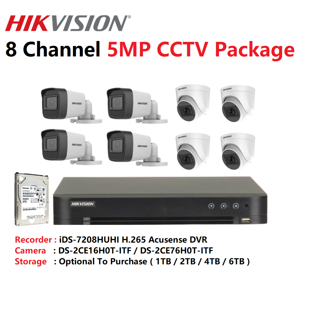 Hikvision 5MP 8 Channel CCTV Set With 8 X Turbo HD Camera CCTV Set ...