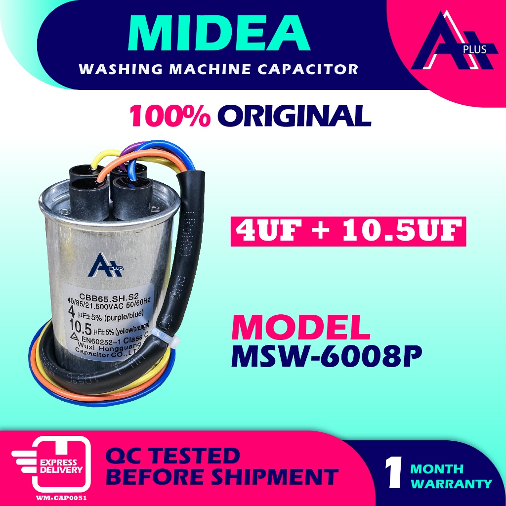 MSW-6008P MIDEA 4UF+10.5UF 3UF+9UF 2IN1 Washing Machine Spin & Wash ...