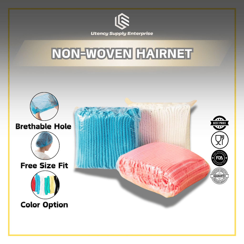 (100Pcs) Disposable Hair Net Cap/ Double Ribs Head Cover/ Non-Woven Cap ...