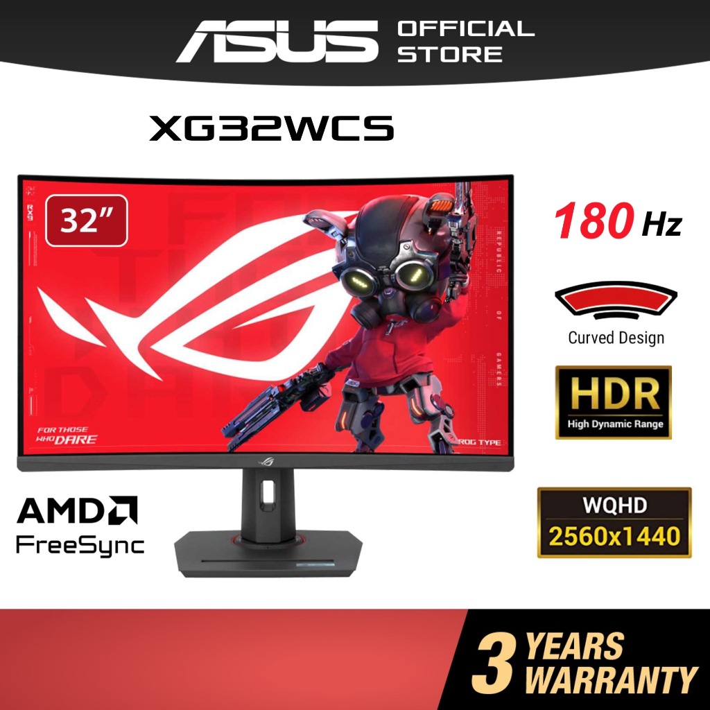 ASUS XG32WCS ROG Strix 32" Curved Gaming Monitor 1440p 180Hz USB Type-C ...